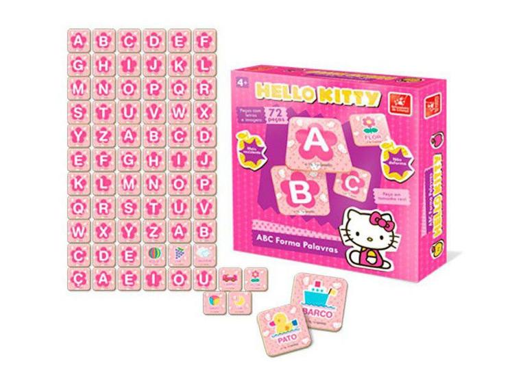 Jogo Hello Kitty ABC Formas e Palavras - 72 peças - Brincadeira de ...