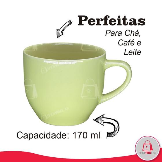 Jogo kit 6 Xicara de Porcelana 170ml Chá Cafe Chocolate Chicara - RR ...