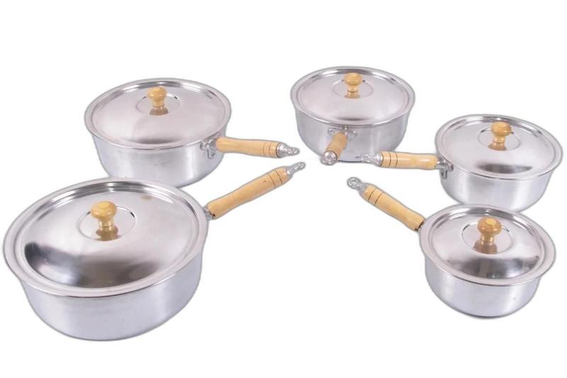 Jogo Kit De Panelas De Alumínio Batido Grosso Cabo Longo - Fundição ...