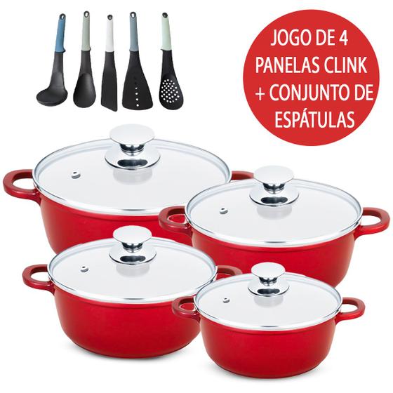 Jogo Kit Panelas Revestimento Cerâmico c/ Utensilios 9 Peças - Clink ...