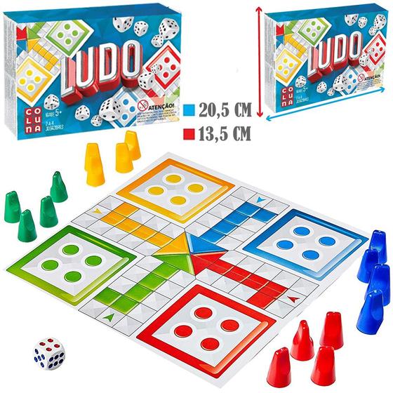 Jogo ludo com tabuleiro + dado e 16 pinos na caixa - COLUNA - Jogos de ...