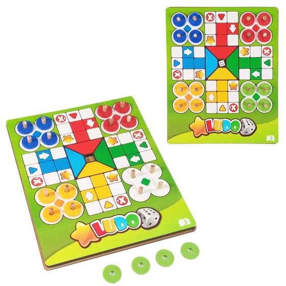 Jogo Ludo Tabuleiro De Mesa Pinos Em Madeira MDF Tradicional - Maninho ...