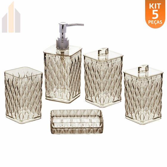 Jogo Luxo Glamour Utensílios De Lavabo 5 Peças Pia Banheiro - Plasútil ... Jogo Luxo Glamour Utensílios De Lavabo 5 Peças Pia Banheiro - Plasútil ...