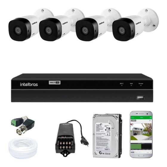 Jogo Monitoramento Kit 4 Câmeras Intelbras Dvr Mhdx 4 Canais - Gravador ...