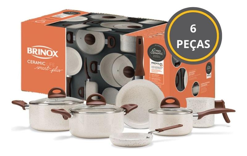 Jogo Panela Brinox Antiaderente Cerâmica Vanilla Kit 6 Peças - Jogo de ...