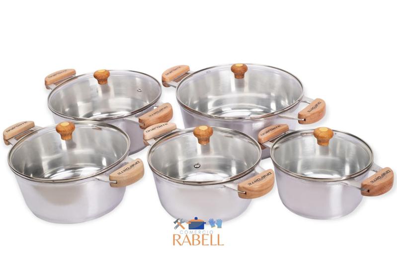 Jogo Panelas Alumínio Fundido Batido Grosso 5 Tampa De Vidro ...