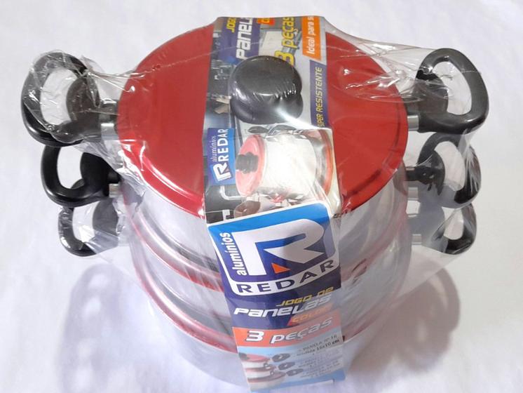 Jogo Panelas Redar Com Tampa Colorido Alumínio 3 Peças Ref. 851 - Jogo ...