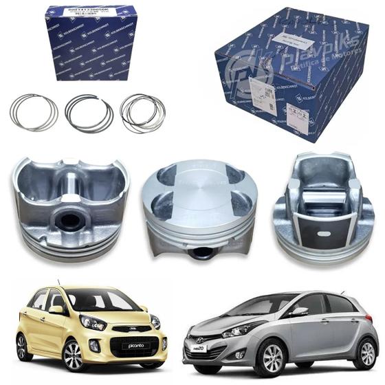 Jogo pistao com aneis std hyundai hb20 kia picanto 1.0 12v 3 cilindros - KS - Pistão de Carro ...