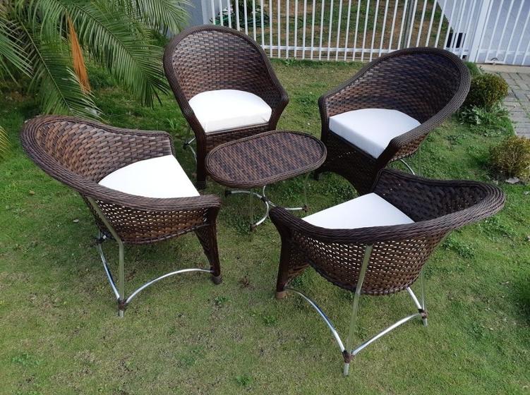 Jogo Poltronas Varanda Área Externa Piscina Alumínio e Fibra - Varanda ...