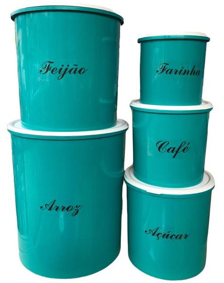 Jogo Porta Condimentos Verde claro Arroz, Feijão, Farinha, Açúcar e ...