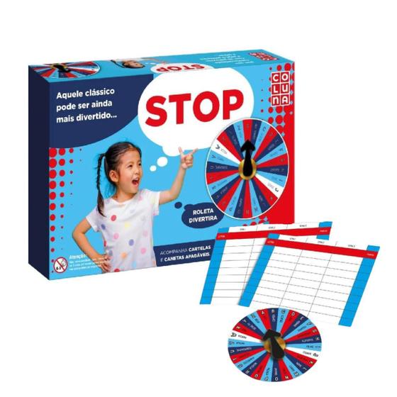 Jogo Stop Com Roleta Cartelas E Canetas Apagáveis: Diversão com toda a ...