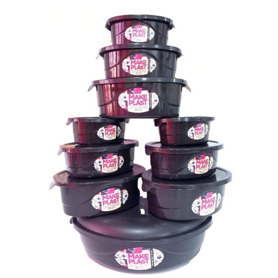 Jogos De 10 Potes Reforçados Kit Tapoer Cozinha - MAKE PLAST - Pote ...