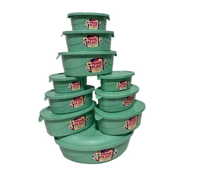 Jogos De 10 Potes Reforçados Kit Tapoer Cozinha - MAKE PLAST - Pote ...