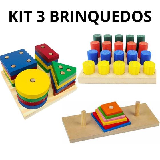 Jogos Educativos Pinos de Encaixe + Prancha de Seleção + Torre Hanoi ...