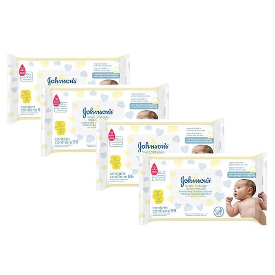 Johnsons Baby Recém-Nascido Kit com 4 Lenços Umedecidos Sem Fragrância ...