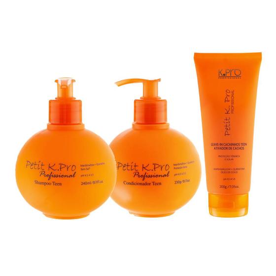 K.Pro Petit Teen Shamp 240ml + Cond 230ml + Leave-in Cachos - Kit de ...