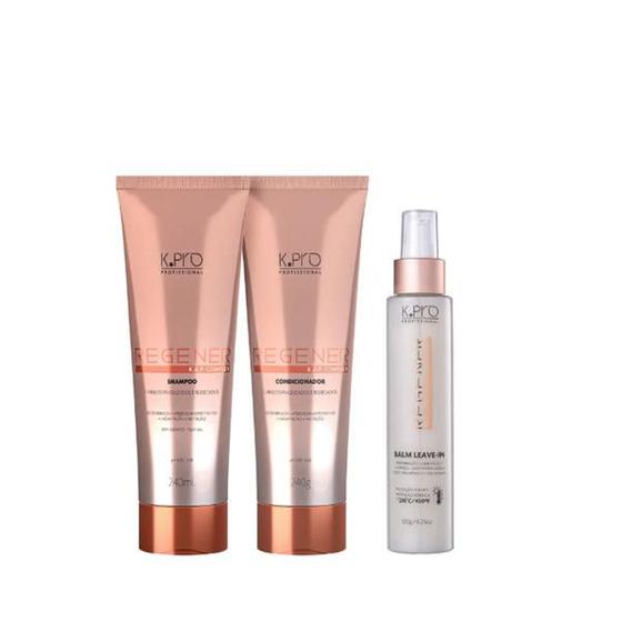K Pro Regenér - Shampoo+Condicionador 240ml+Balm Leave-In 120g - K.PRO PROFISSIONAL - Kit de ...