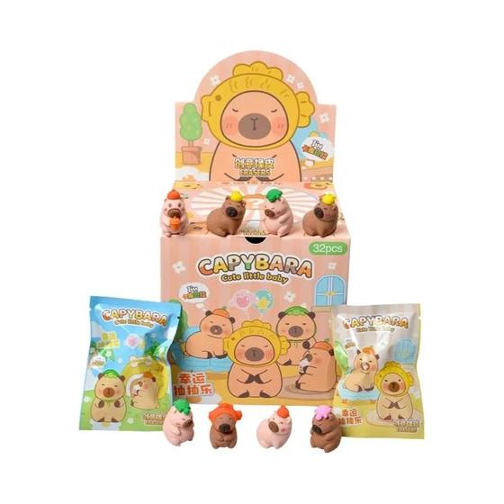 Kawaii Sanrio Labubu Capivara Caixa Surpresa Borracha Stitch Boneco De ...