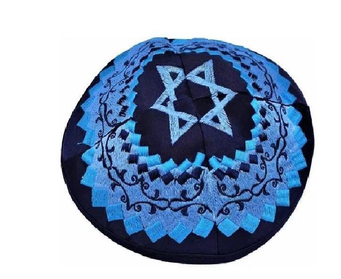 Kipa Judaico Estrela De Davi Bordado - Original De Israel - Jerusalém ...