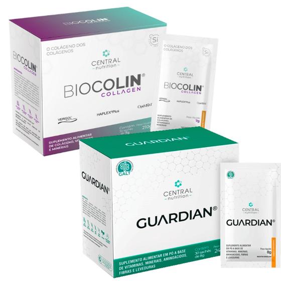 KIT 01 Biocolin + 01 Guardian 30 Sachês TANGERINA Central Nutrition ...
