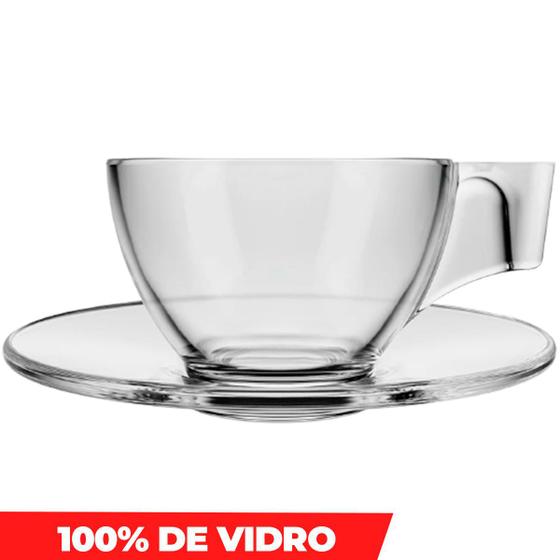 Kit 01 Xicara e 01 Pires Café Chá de Vidro 90 ml - Duralex - Xícaras de Café - Magazine Luiza