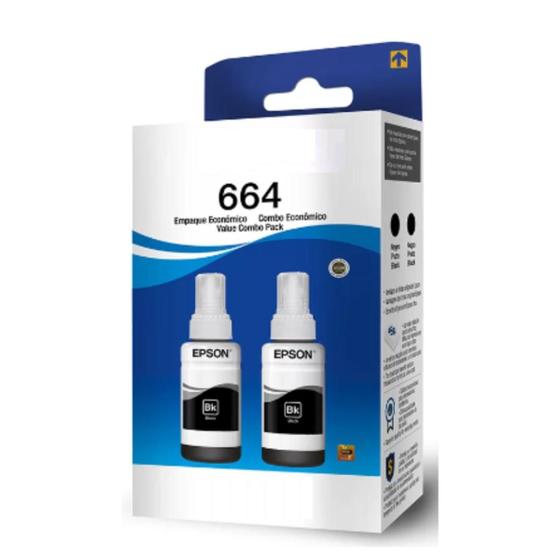 Kit 02 Refil de Tinta Preta T664 Para Epson L375 L395 L396 L355 L365 ...