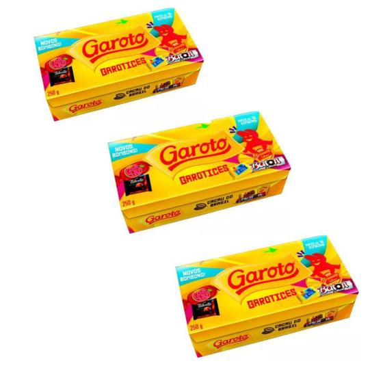 Kit 03 Caixas De Bombom Garoto Sortidos Deliciosos Chocolates 250g ...