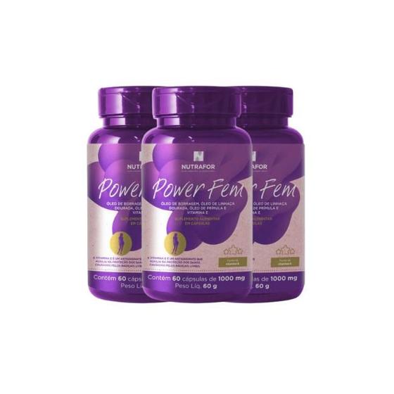 KIT 03 Power Fem 1000mg Suplemento Natural para Alivio da Menopausa e TPM - Kuide - Vitaminas A ...