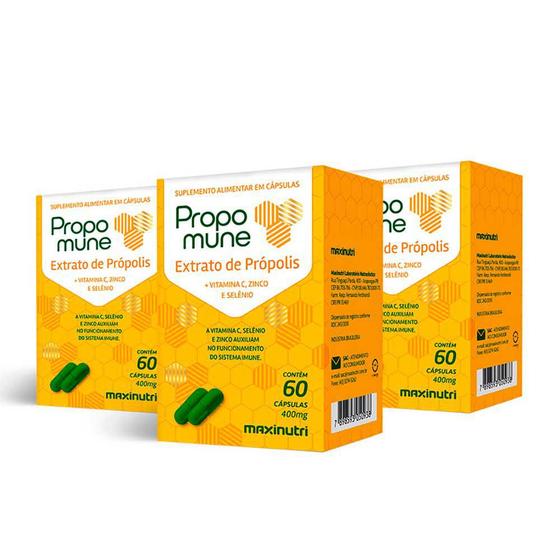 Kit 03 Propomune Extrato Própolis Vitamina C Zinco 60 Capsulas Loja ...