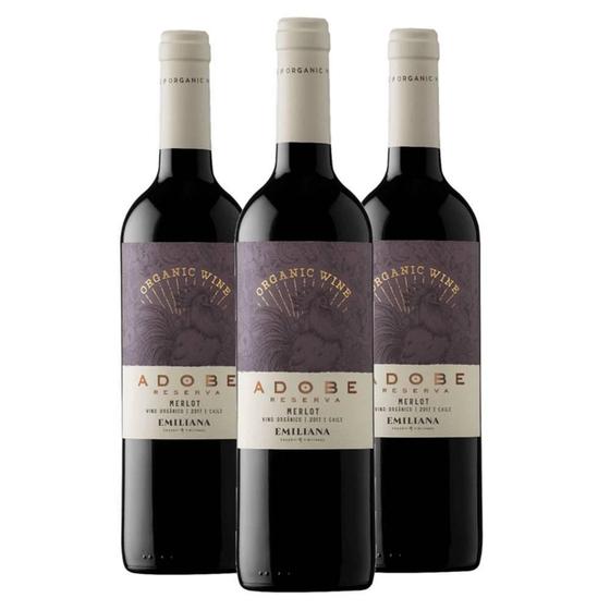 Kit 03 Unidades Vinho Adobe Orgânico Merlot 750Ml - Vinho - Magazine Luiza