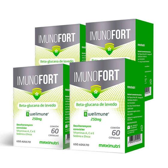 Kit 04 Imunofort Wellmune Vitaminas 250mg 60 Caps Maxinutri ...
