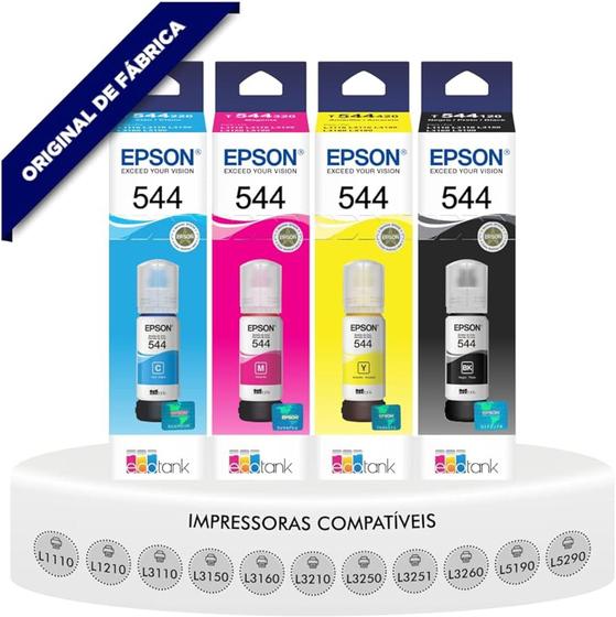kit 04 tintas para recarga T544 / 544 para impressora tank L3250 - PREMIUN - Refil de Tinta ...