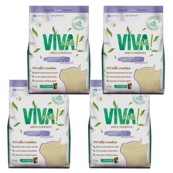 Kit 04un Areia Higiênica Gatos Viva Verde Limpeza Plena 4kg - Areia para Gato - Magazine Luiza