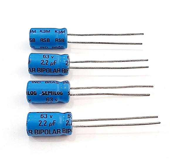 Kit 05 Capacitor Eletrolítico NP 2.2uf 63v Bipolar Semilog - Capacitor ...