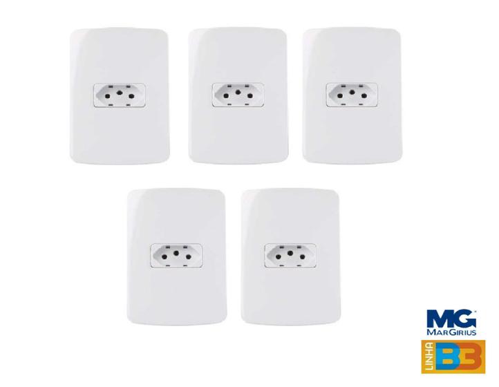 Kit 05 TOMADA PADRAO BRASIL 2P+T10A 4X2 MARGIRIUS LINHA B3 - Módulo de Tomada - Magazine Luiza