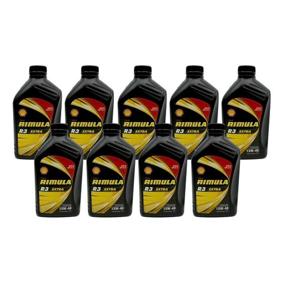 Kit 09 Litros Óleo Lubrificante 15W40 Shell Rimula R3 Extra Motores a ...