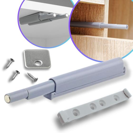 Kit 1 Fecho Pulsador Magnético Cinza Toque Sobrepor Tip-on Push Open ...