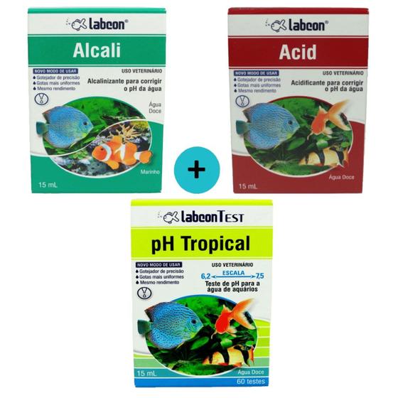 Kit 1 Labcon Alcali 15ml + 1 Labcon Acid 15ml+ 1 Labcon PH Tropical ...