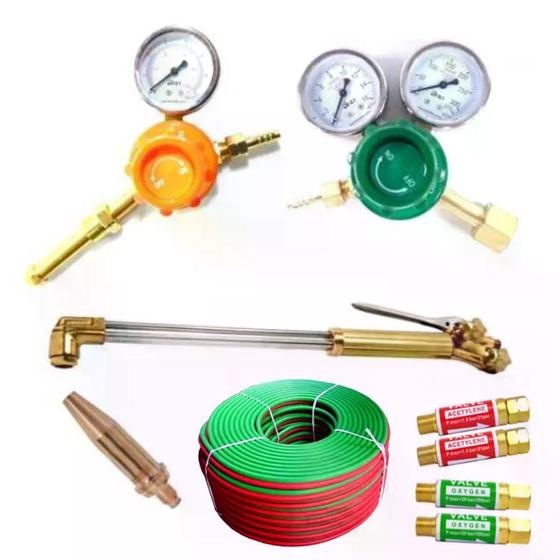 Kit - 1 Maçarico 1500 + Mangueira 10 metros + 2 Reguladores (Oxigênio ...