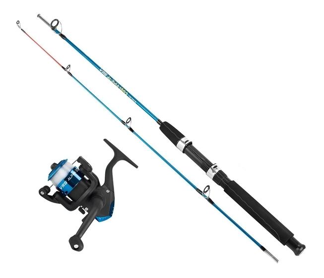 Kit 1 Molinete 3 Rolamentos Alpha 300 1 Vara de Pesca 1 Linha Anzol- VRS Fishing - Molinete ...