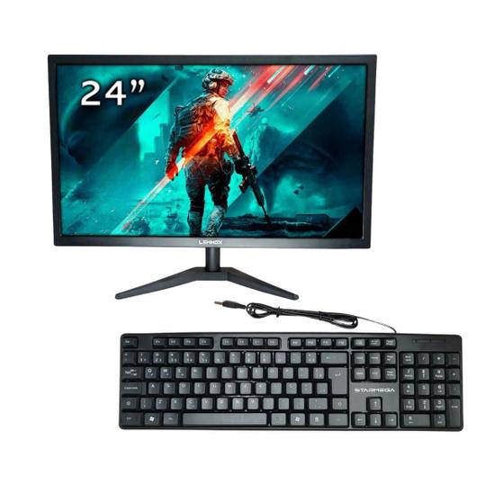 Kit 1 Monitor Led 24 Polegadas Full Hd Mais Teclado C Fio ...
