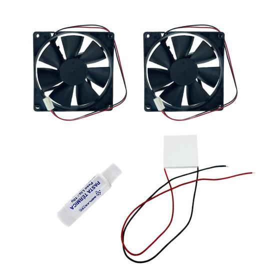 Kit 1 Pastilha Térmica Peltier + 2 Cooler Motor Ventilador Latina + 1 ...