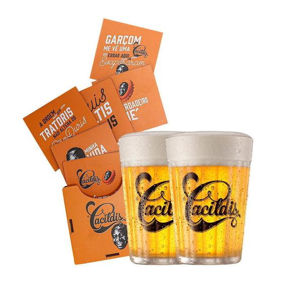 Kit 1 Porta Copos Cacildis 6 Pçs + 2 Copos Americanos 300ml - Brassaria ...