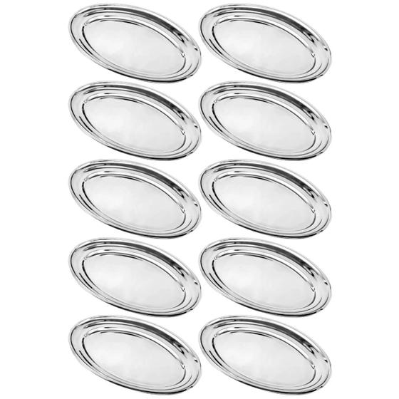 Kit 10 Baixelas de Inox 30cm Grande Porções Saladas Petiscos Buffet ...