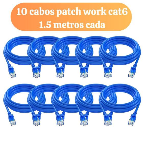 Kit 10 cabos de rede cat6 patch cord 1.5 metros cada Original Furukawa - Materiais Elétricos ...