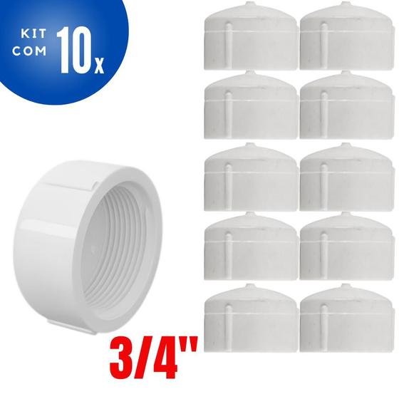 Kit 10 Cap Tampão Soldável Roscável PVC Branco Para Tampar Tubos Água ...