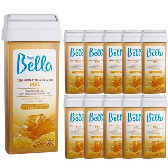 Kit 10 Cera de Depilação Depil Bella Roll On Amarela Mel 100g - Cera ...