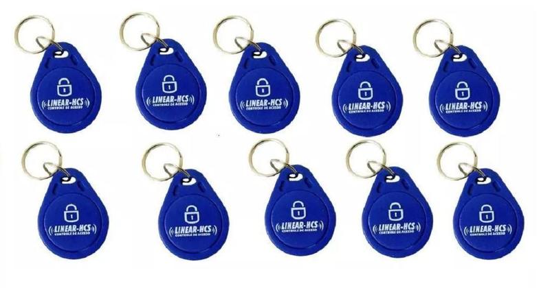 Kit 10 Chaveiros Tag Linear Azul Para Controle de Acesso - Linear Hcs ...