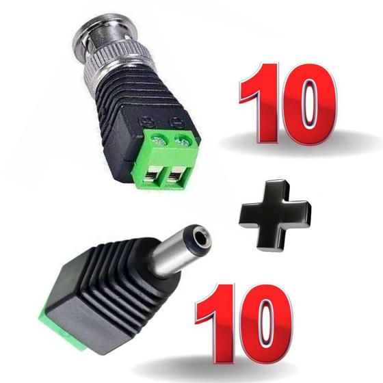 Kit 10 Conectores Bnc Macho Com Borne + 10 Plug P4 Macho - Vs - Plugs e ...