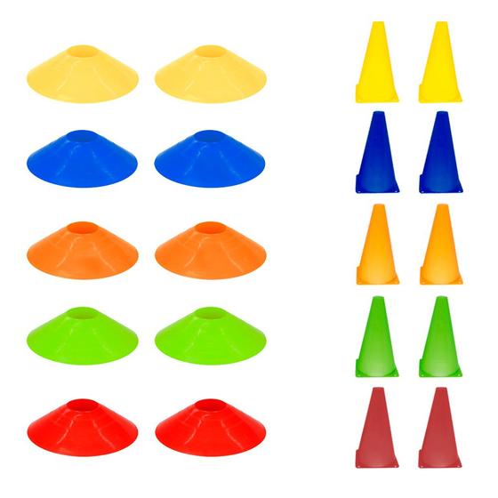 Kit 10 Cones + 10 Half Cone Treino Funcional E Futebol - Pista e Campo - Kit Agilidade para ...